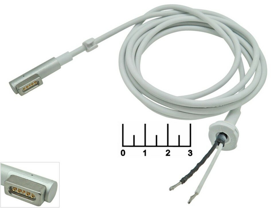 Разъем питания штекер 5pin Macbook на проводе 1.8м угол (Magsafe)
