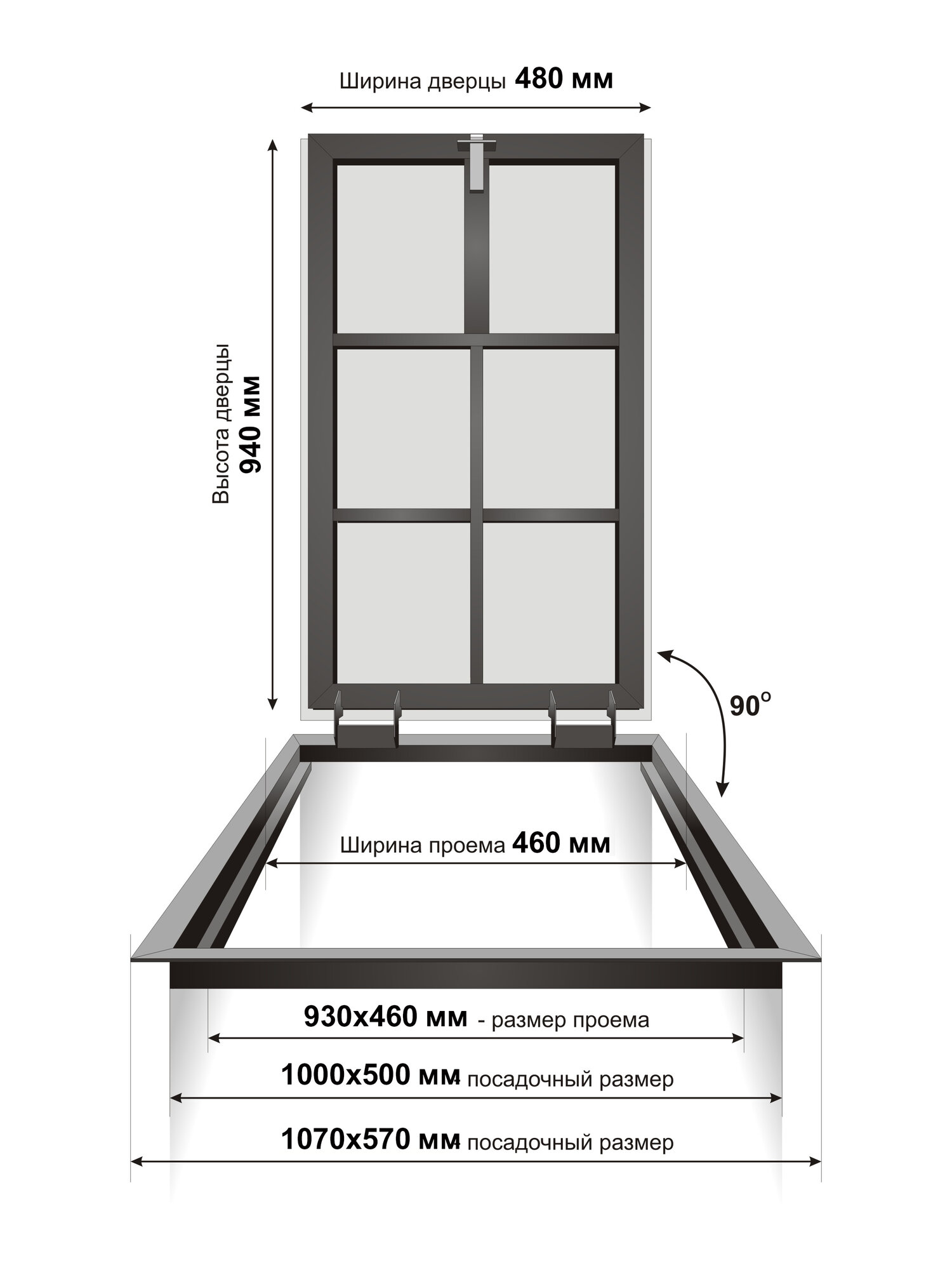 Напольный люк под плитку П1000х500 самоподъемный невидимый с газовыми амортизаторами, петли по узкой стороне для погреба в подвал