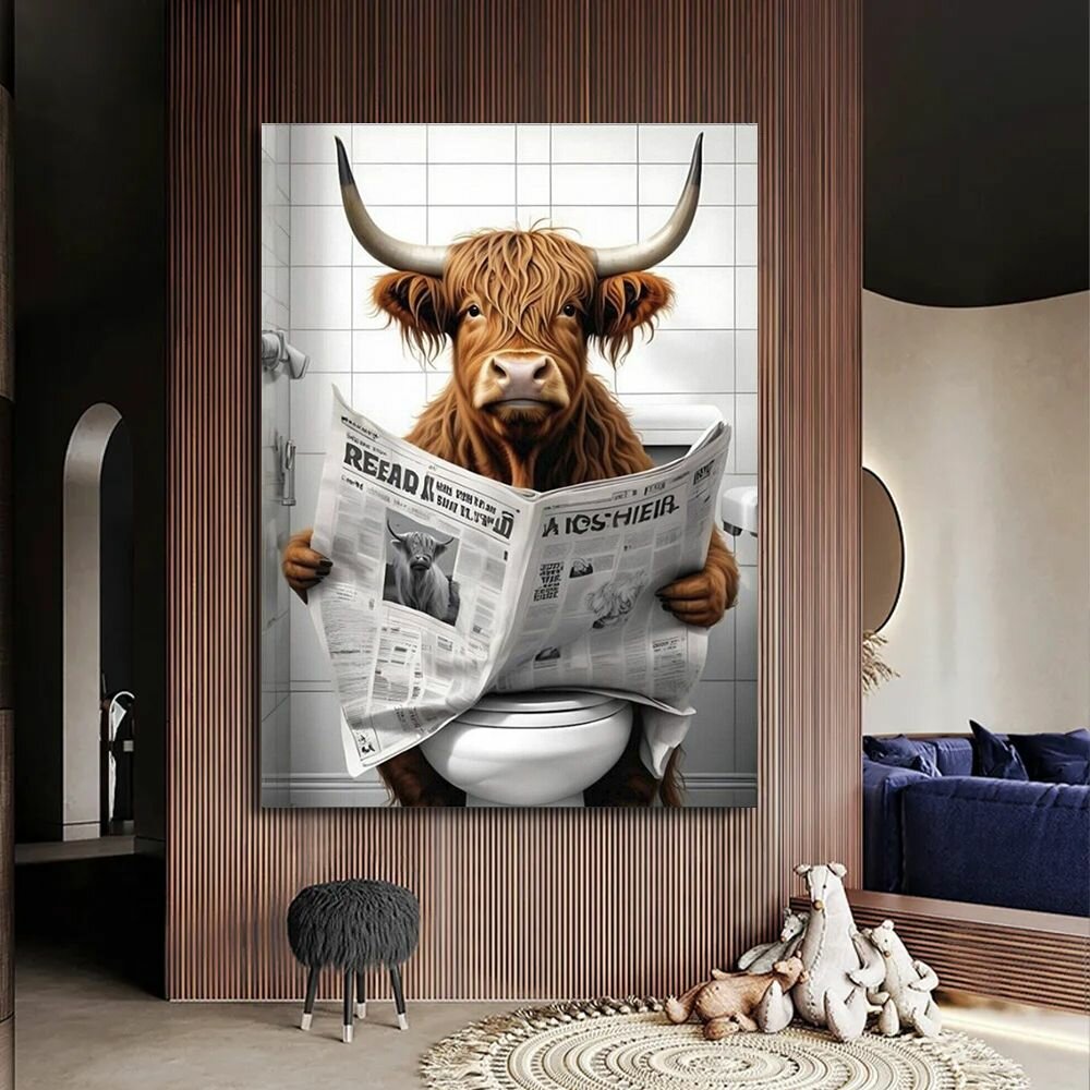 Картина ВсеКартины. Тут "Бык читает", на подрамнике, дерево, 60х40