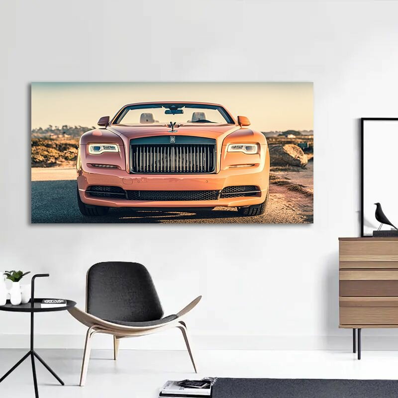 Картина "Стильные авто", холст, на подрамнике, дерево, крепление "крокодил", 40x80 см