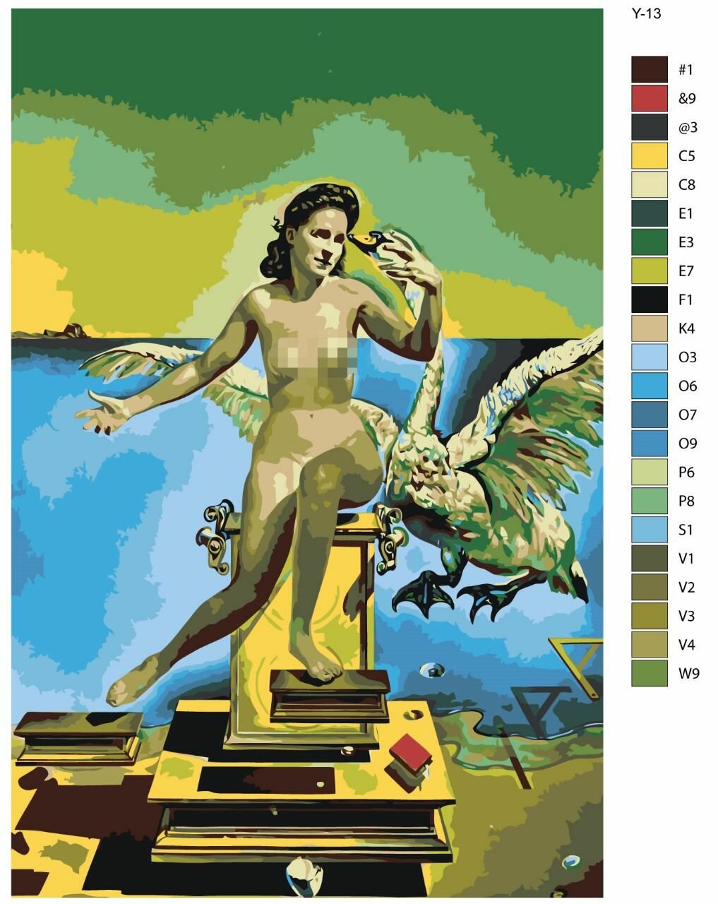 Картина по номерам Y-13 "Репродукция Сальвадора Дали-Гала лебедь " 50x70