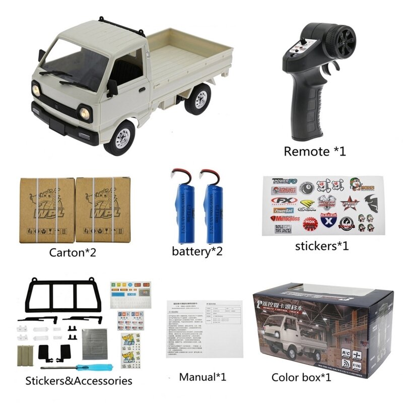 2.4G WPL D12 DIY White Small Van R / C Drift Car Main Model Play Truck Truck Interactive Electronic Boys Xmas подарок