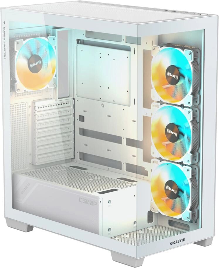 Корпус Gigabyte GB-C500PI ST белый без БП ATX 120mm 140mm USB3.0 audio bott PSU