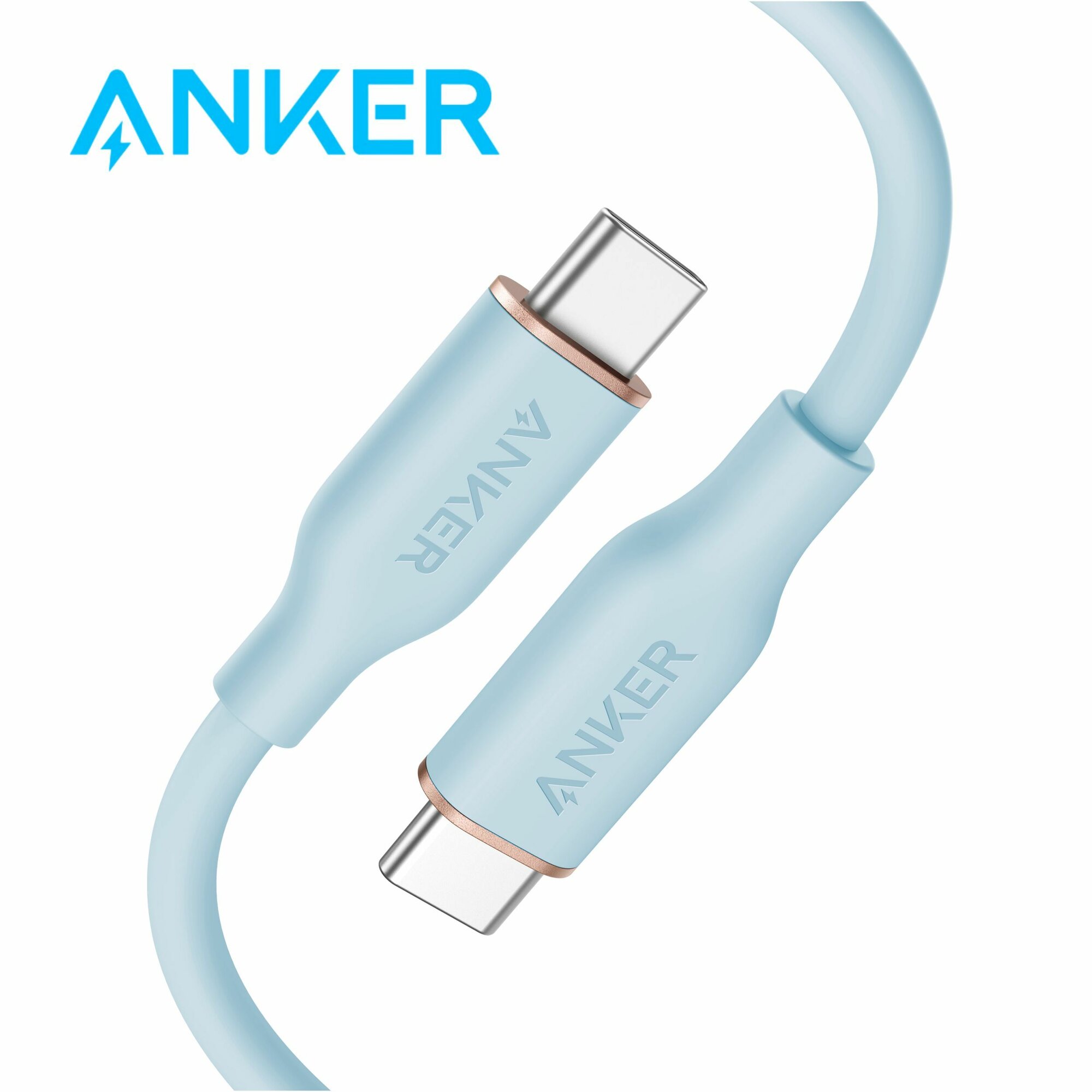 Anker 643 Powerline III Flow, кабель от USB C до USB C 100 Вт 3 футов, кабель быстрой зарядки типа C (силикон)