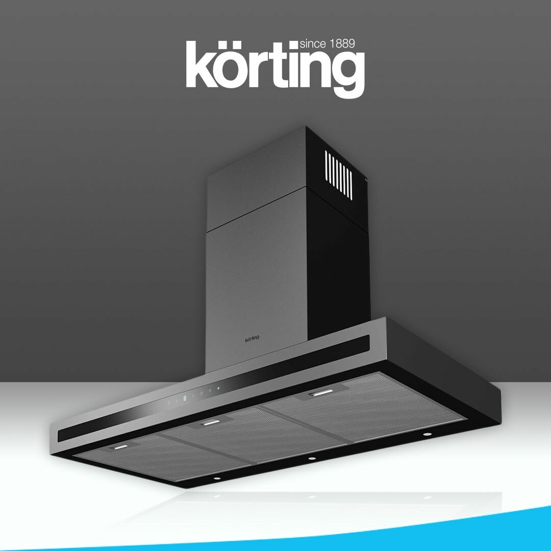 Купольная вытяжка Korting KHC 9877 N ширина 90 см, производительность 850 м3/ч, 3 скорости, сенсор, черная