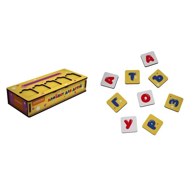 Пазлы детские Unidragon 58 деталей, Алфавит для детей, дерево, в футляре