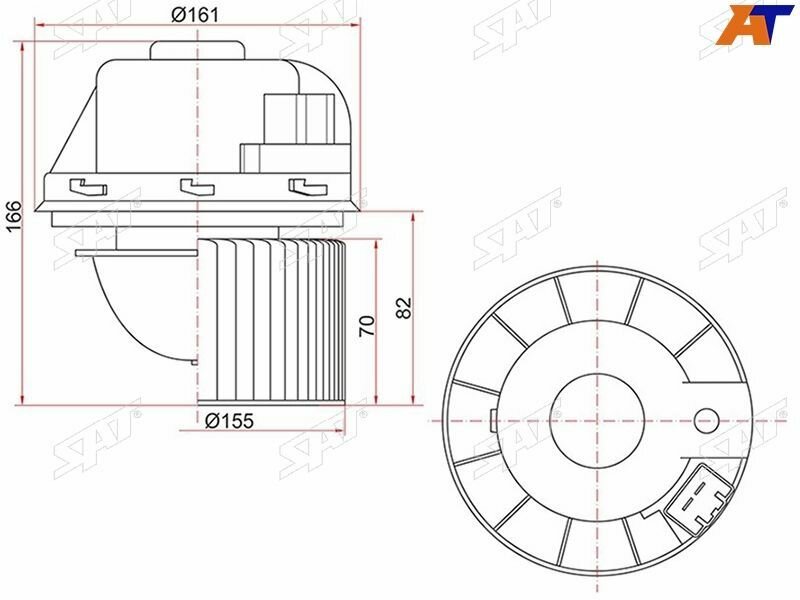 . SAT Мотор печки (отопителя салона) для Ford Focus 04-19 , Kuga 08-13 , Mondeo 07-15 , C-MAX 03-10 , Volvo C30 06-13