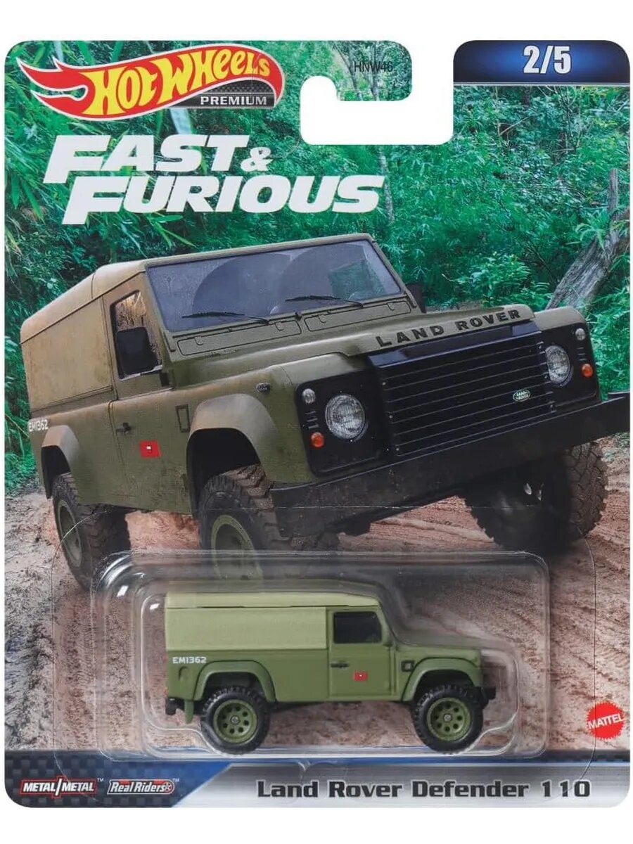 Коллекционная Premium машинка Hot Wheels Land Rover Defender 110 Matte Eastnor Green (коллекция Fast & Furious 2023, 2/5 mix 4)