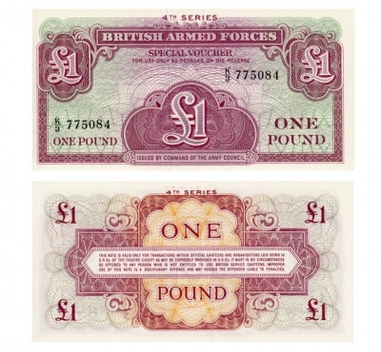 1 фунт 1952 Великобритания, 4 выпуск для вооруженных сил сувенирная копия, банкноты и купюры редкие коллекционные