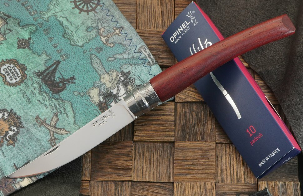 Классический складной филейный нож Opinel №10, нержавеющая сталь, рукоять падук