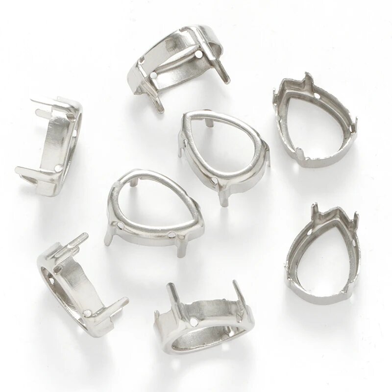 Контейнеры для камней XIAOPU серебристого и золотого цвета 7x10mm 20pcs, Silver