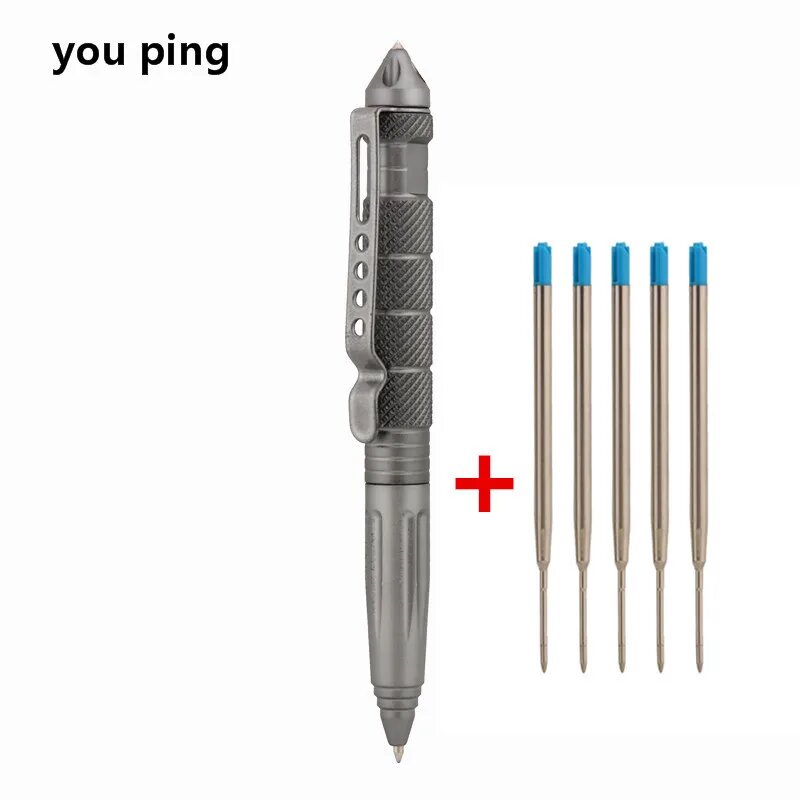Металлические тактические ручки You Ping Gray pen Ink Blue