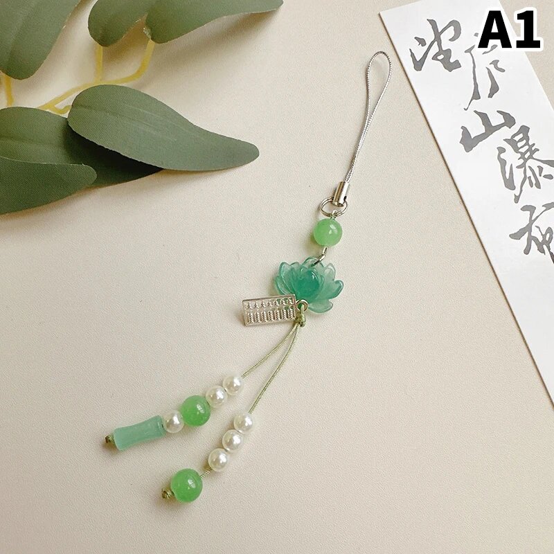 1 шт, кулон с цветком лотоса, брелок для телефона, бусины, украшения, аксессуары в китайском A1