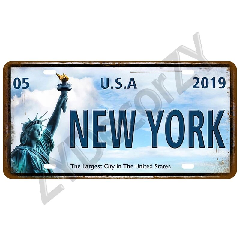 Металлическая табличка New York, Статуя Свободы, 2019, ZSWLE 0244