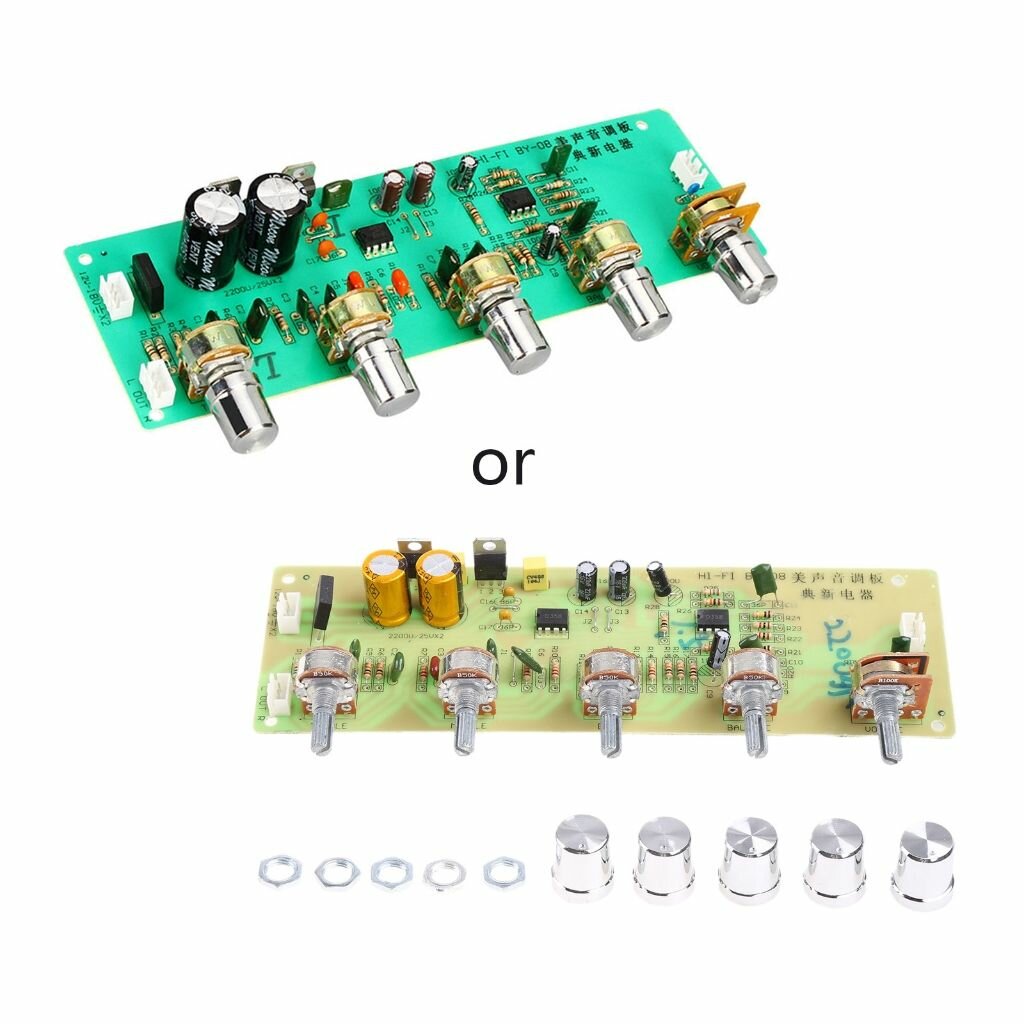 (Комплект) Плата предварительной настройки усилителя BY08 усилитель высокой, средней и низкой настройки + гальванические белые ручки