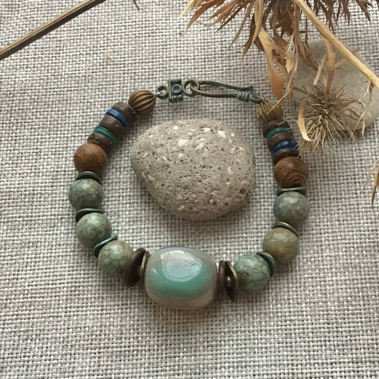 Плетеный браслет, агат