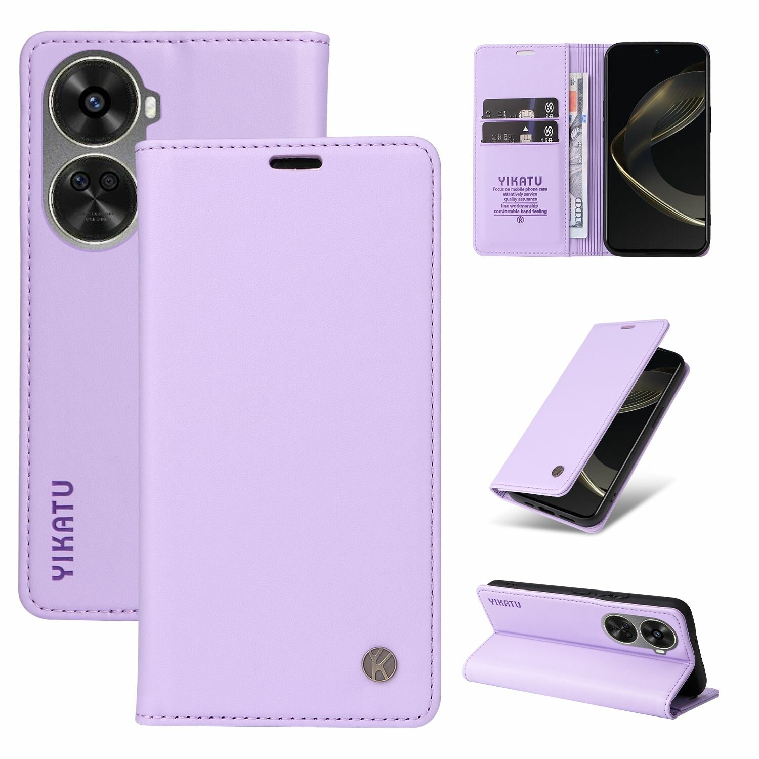 Кожаный флип-чехол для Huawei Nova 12 SE 4G и Nova 11 SE ( Хуавей Нова 12 SE 4G и Нова 11 SE) с магнитом, отделением для карт и отделением для бумажника