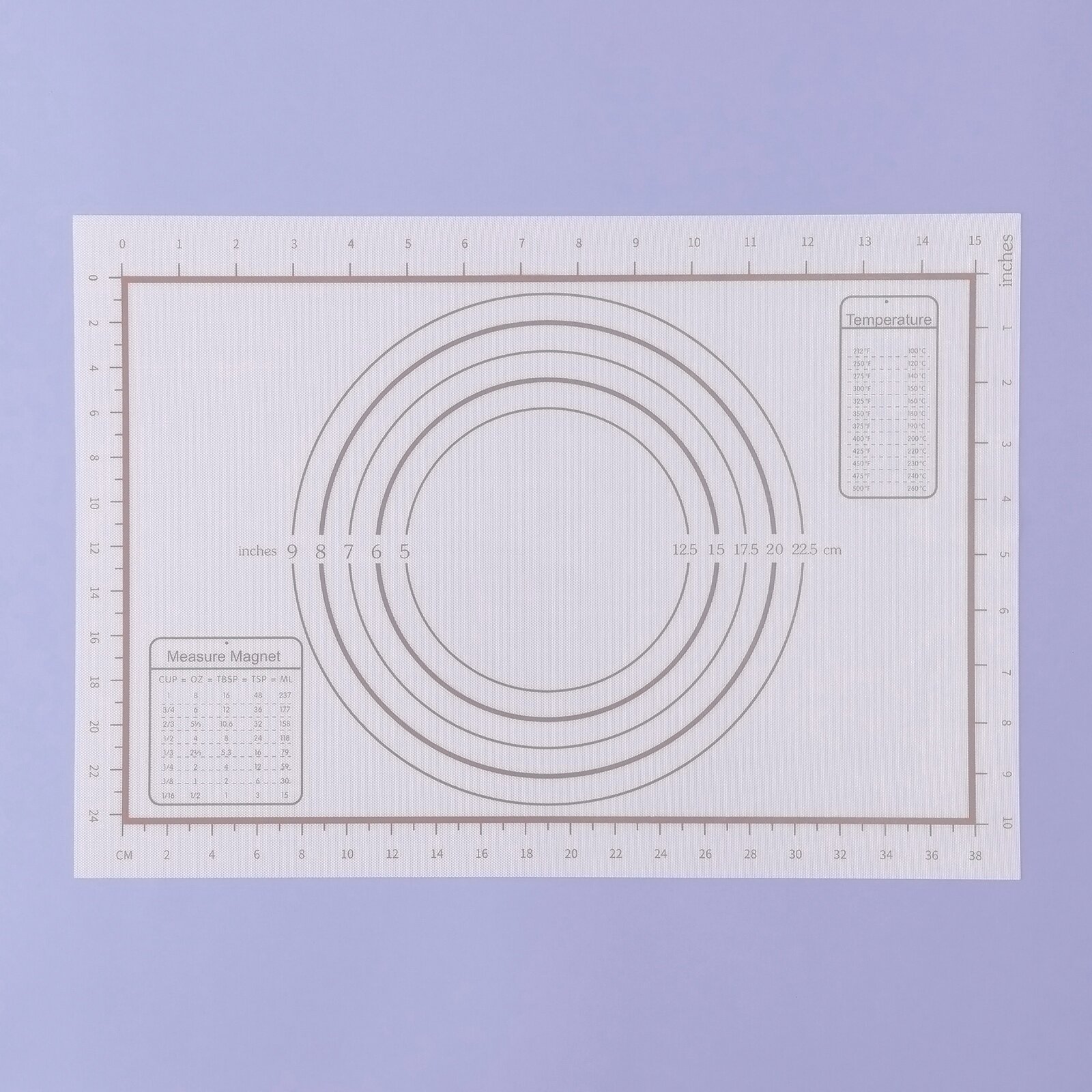 Коврик для выпечки и раскатки теста с разметкой, армированный, силикон, 42×29,5 см, белый, 2854775
