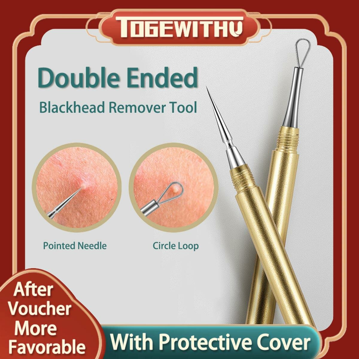 2 в 1 Средство для удаления черных точек - игла для удаления угрей с двойной головкой, набор для удаления черных точек с защитным чехлом