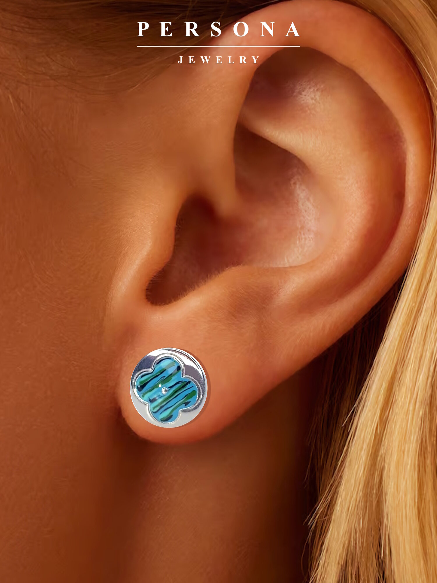 Серьги пусеты, серебро, 925 проба, родирование, эмаль