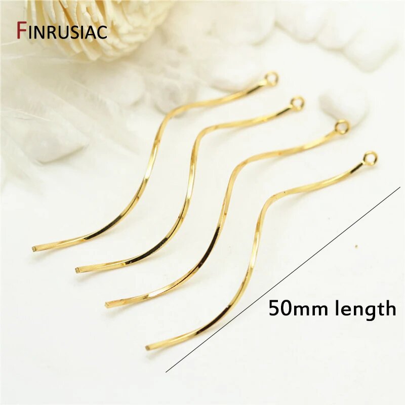 Подвески для сережек из латуни 14К позолоченные FINRUSIAC 12 шт 4 pcs, 50mm length