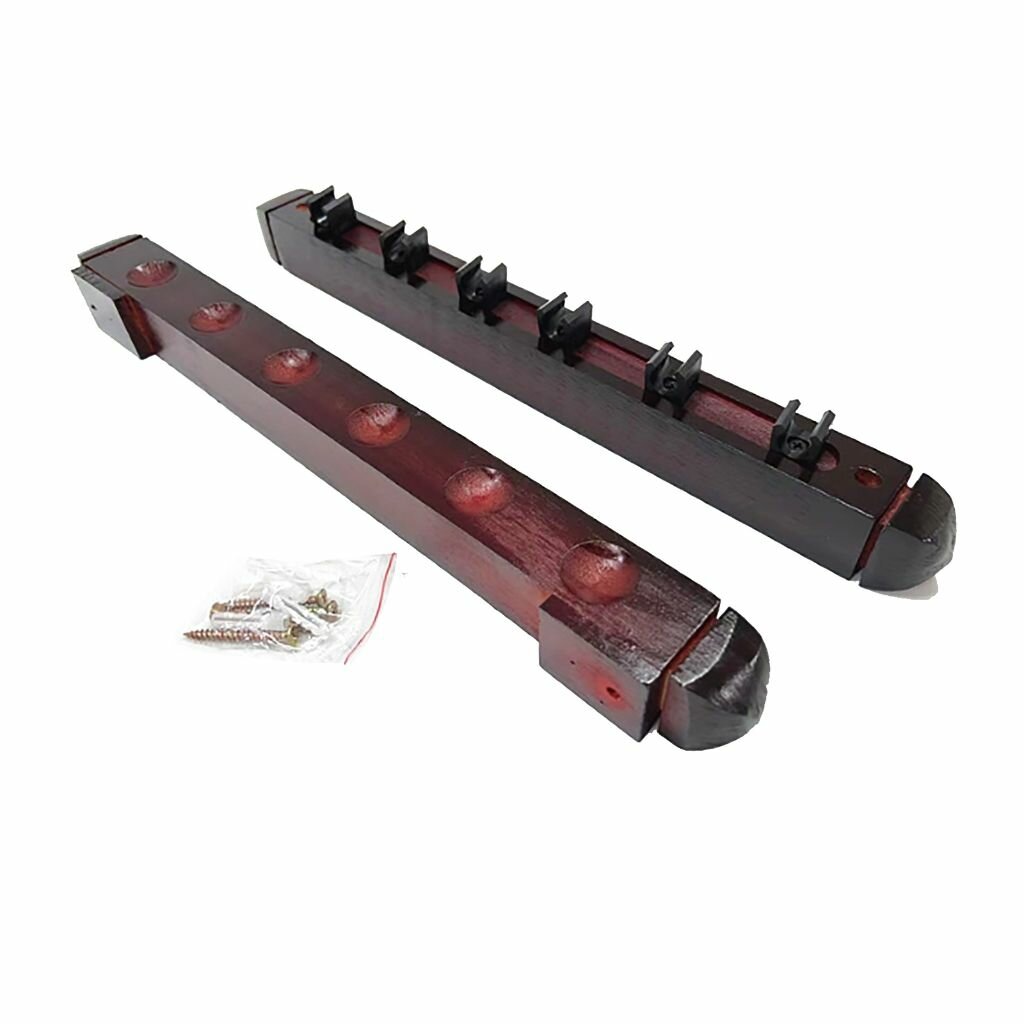 (1 комплект) настенная стойка для клюшек из массива дерева с 6 отверстиями-красный