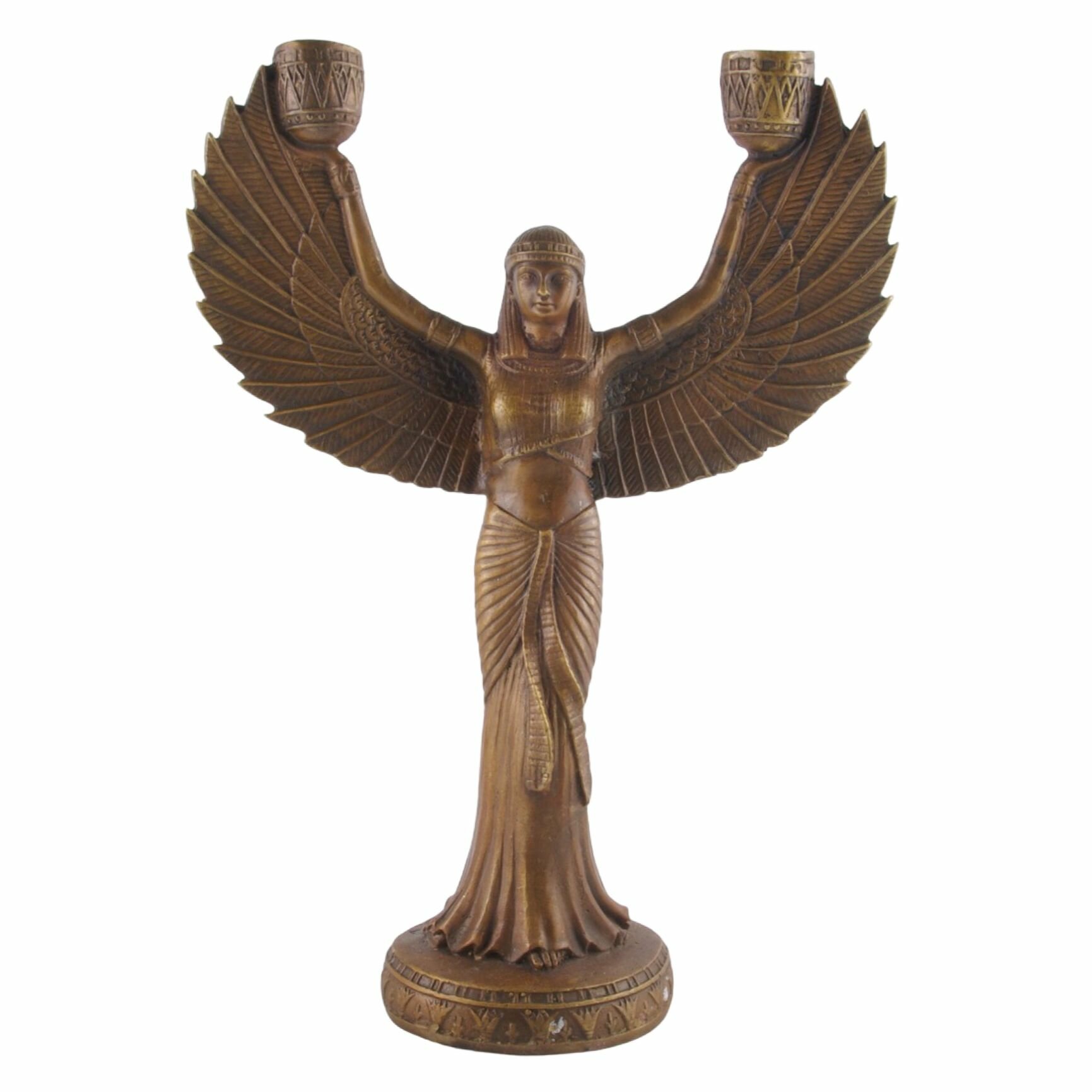 Большая статуэтка- подсвечник "Исида- богиня материнства и плодородия". Бронза, прочеканка.