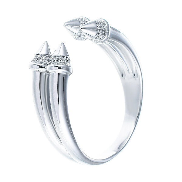 Кольцо тонкое, разъемное, серебро, 925 проба, родирование, циркон