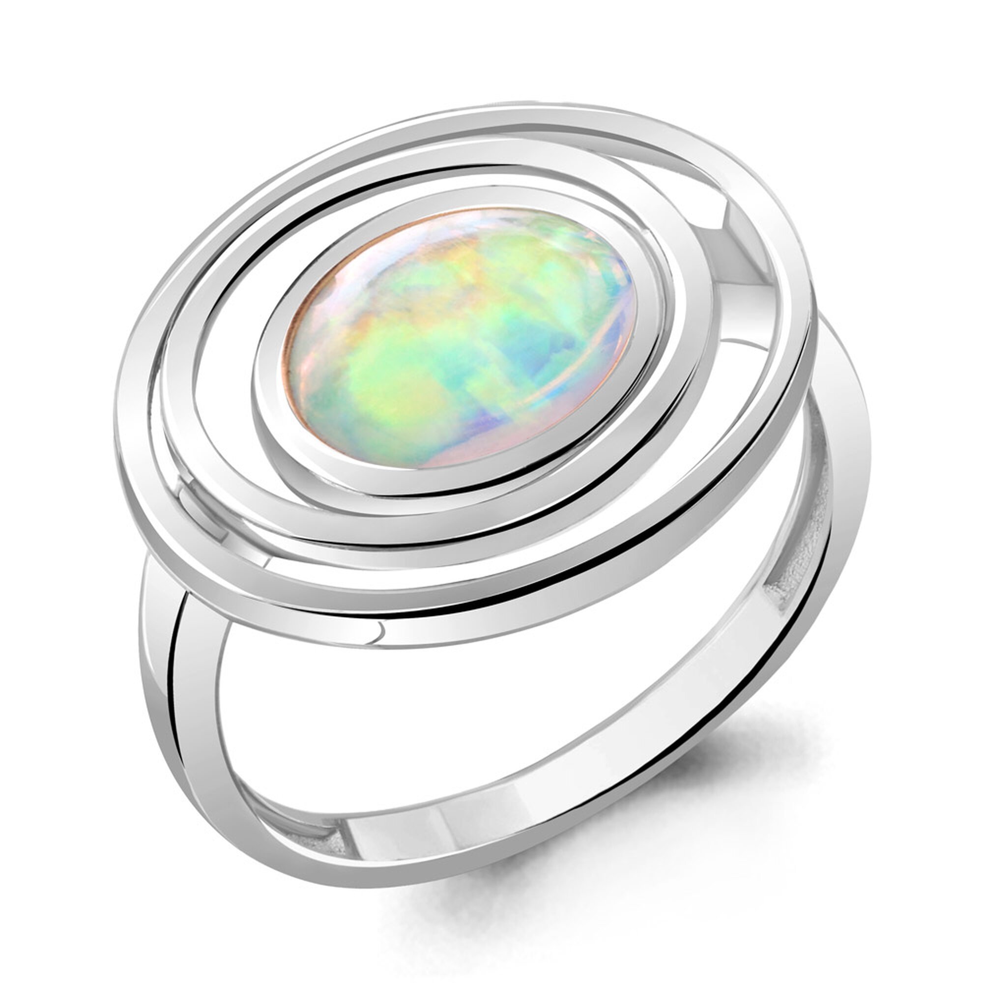 Кольцо, серебро, 925 проба, родирование, опал