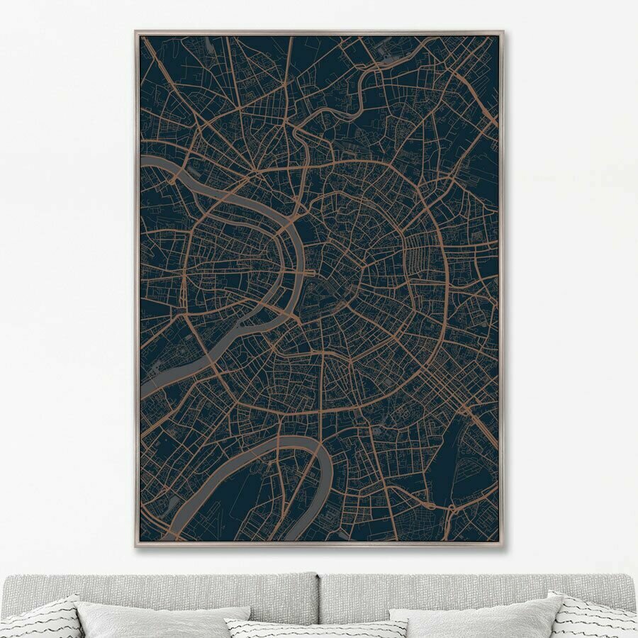 Картина на стену для интерьера. Underground geometry of Moscow, 2020г. Размер: 75х105см. Печать на натуральном Холсте.