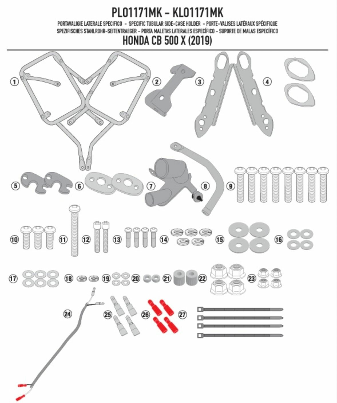 Крепление боковых кофров GIVI PLO1171MK на Honda CB500X '19-23
