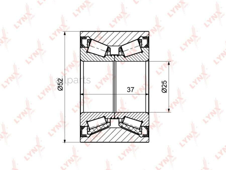 LYNXAUTO WB1173 подшипник ступицы колеса ЗАД 37X25X52 RENAULT LOGAN I 1.2-1.6 04- / SANDERO I 1.2-1.6 08- / CLIO I