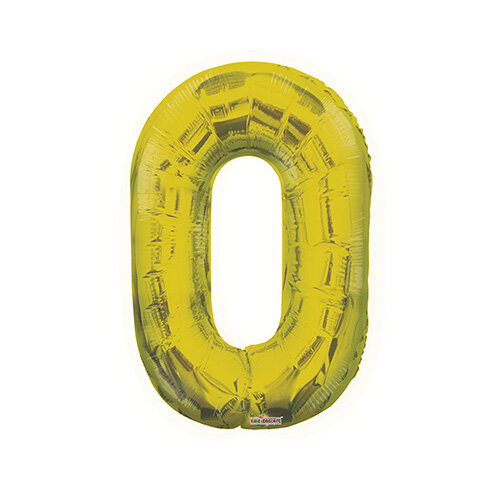 Патибум Шары цифры из фольги 0 золото, размеры 34/86 см, 1 шт, декоративные цифры