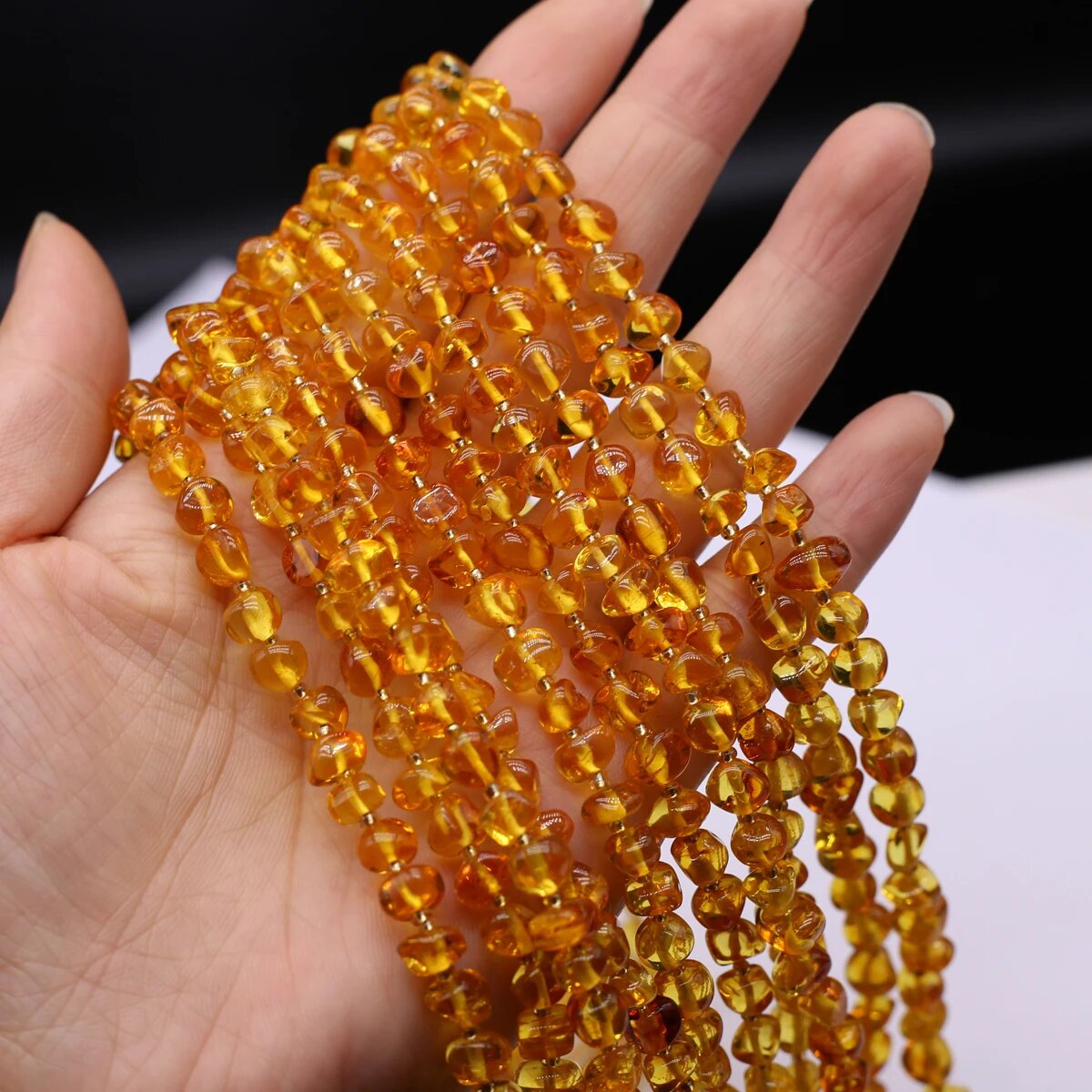 Бусины из натурального желтого янтаря 38 см 6x7 мм