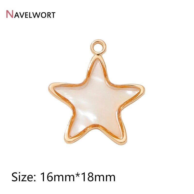 Позолоченные подвески NAVELWORT пентаграммы из раковины для создания 2 pieces, 18K gold plated
