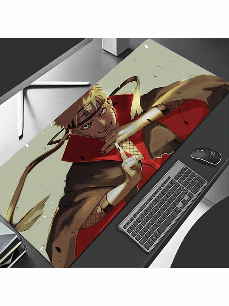 Коврик, для игровой мыши, аниме Наруто Учиха, нескользящий, 90x40 см