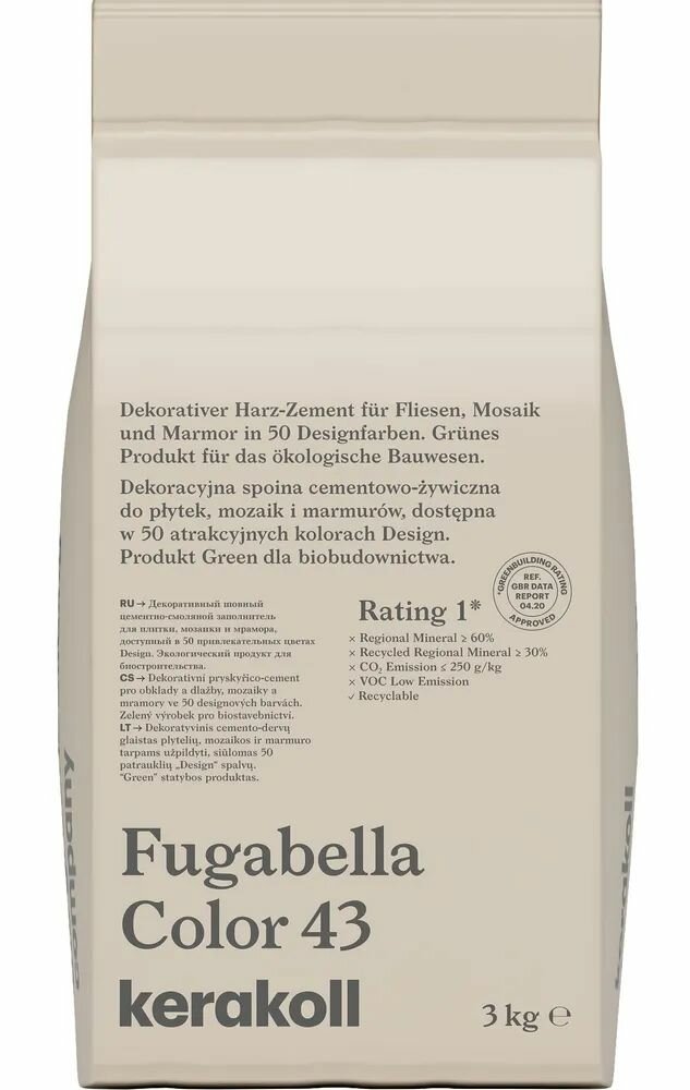 Затирка для плитки полимерцементная Kerakoll Fugabella Color (3кг) 43