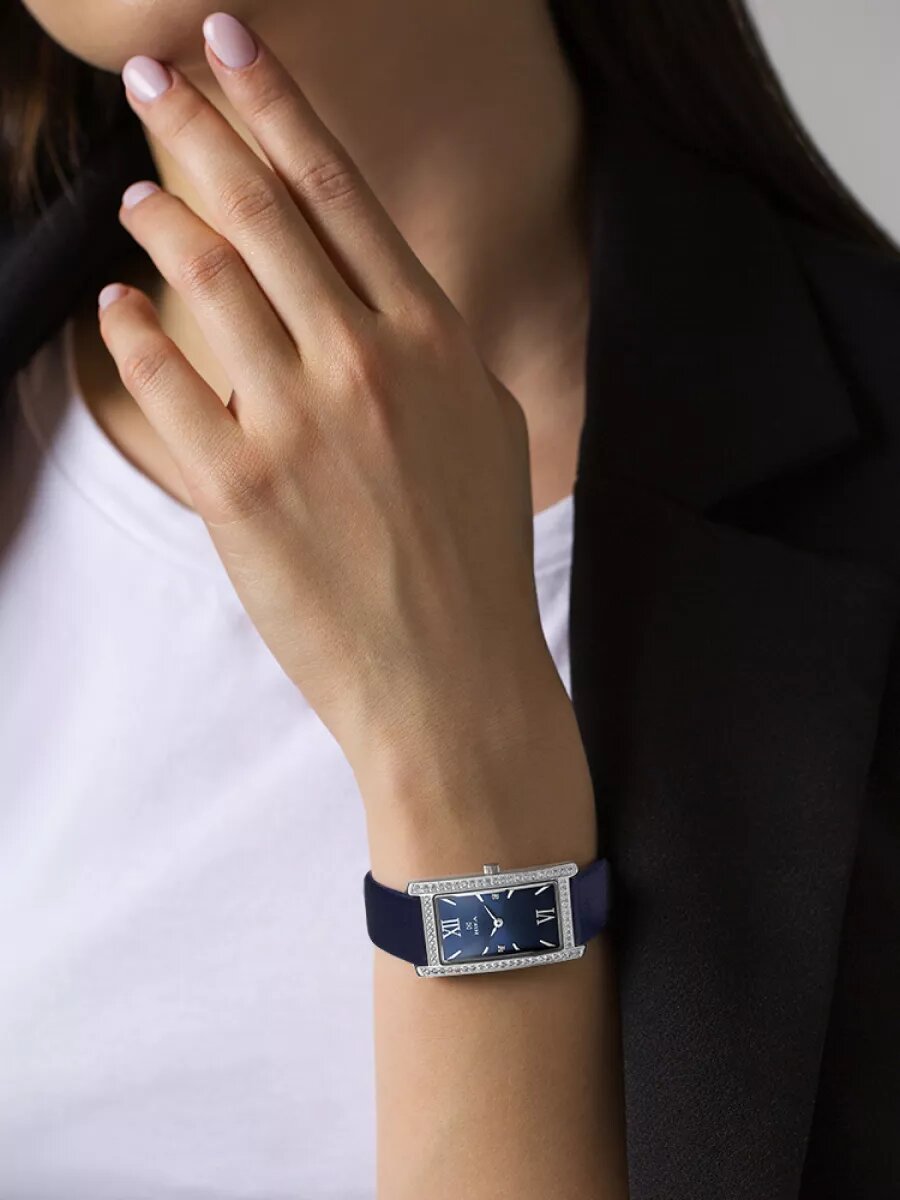 Наручные часы, серебро, фианит