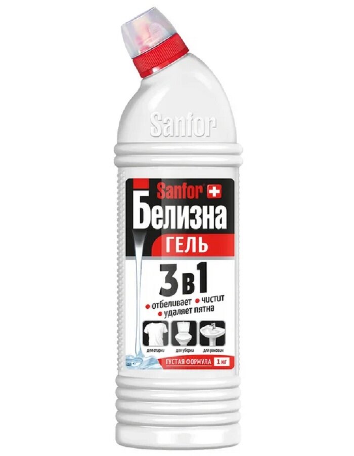 Sanfor Plus Белизна гель 3в1 многофункциональное средство Густая формула 1 кг