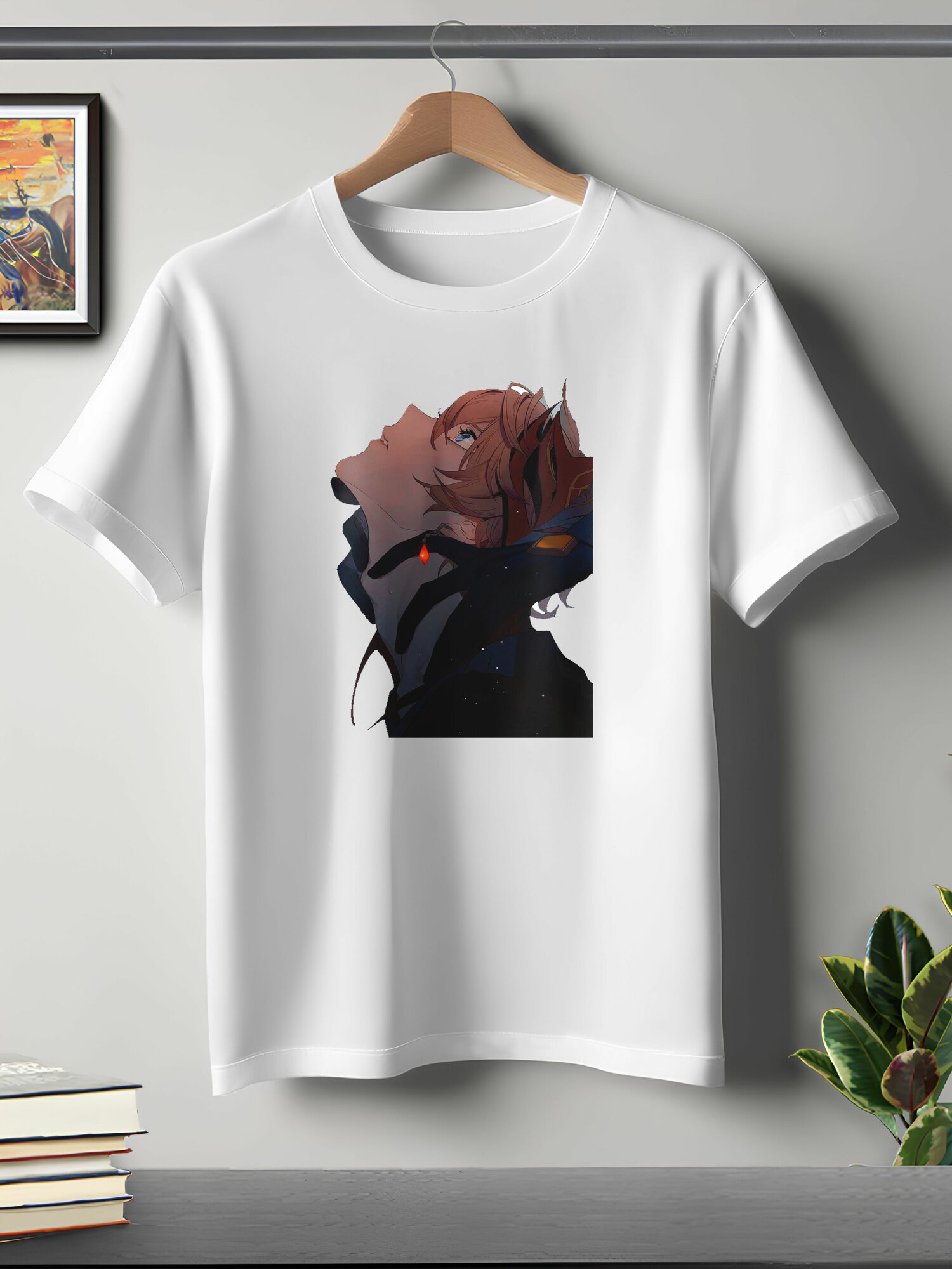 Футболка  Детская ONEQ 110 (5-6) размер с принтом Genshin Impact, белая