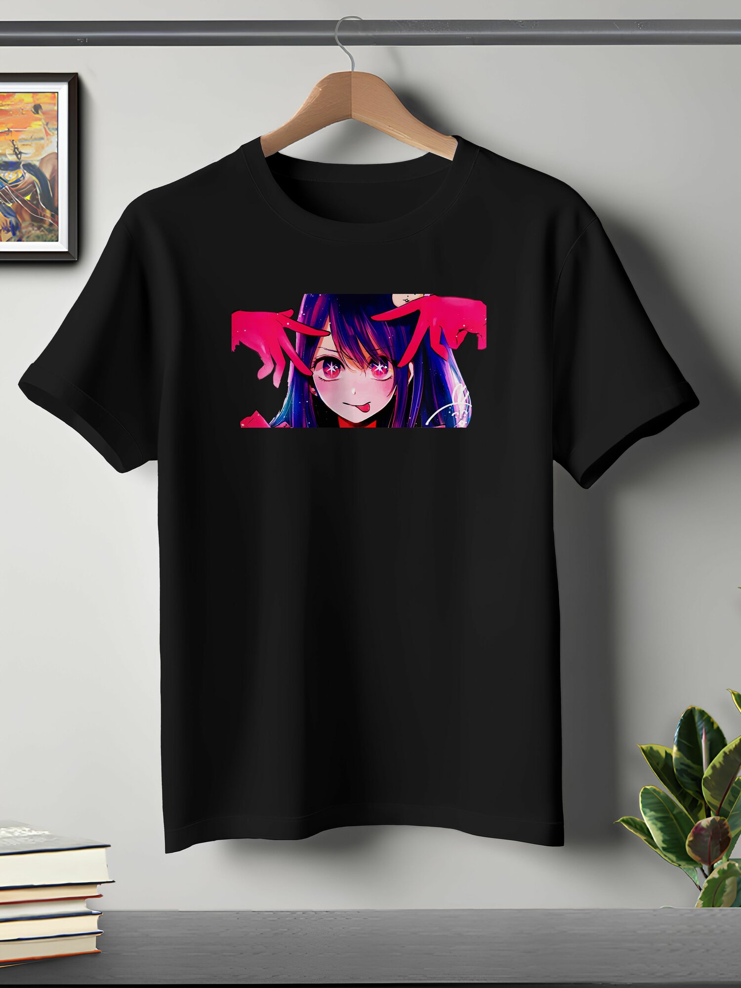 Футболка ONEQ унисекс 40-42 (XXS) размер с принтом Oshi no Ko, черная