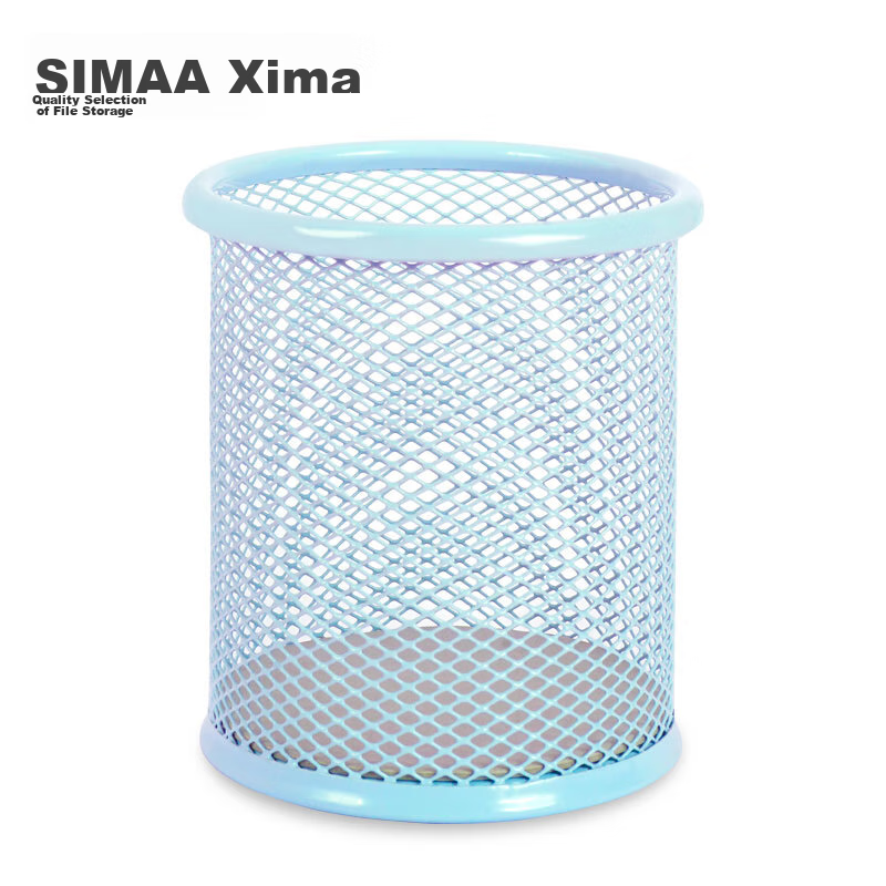 SIMAA Round Pen Holder, Mesh Anti-Rust Metal, Creative Minimalist Desktop Storage, Morandi Blue 7118