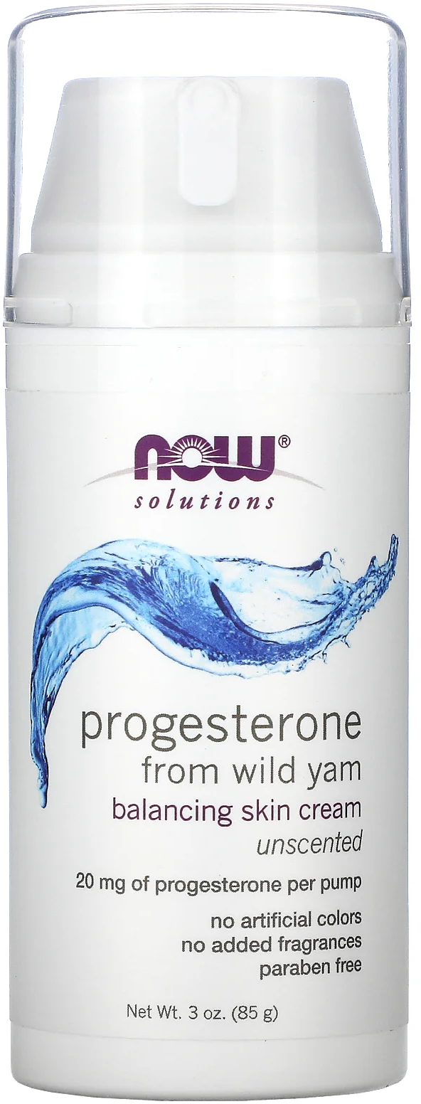 NOW Foods, Solutions, Progesterone from wild yam, крем для восстановления баланса кожи с прогестероном из дикого ямса, без аромата, 20 мг, 85 г