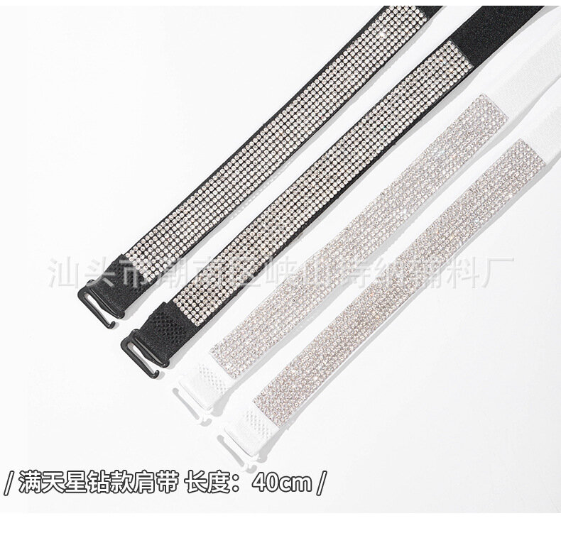 Бюстгальтер "Diamond Hot Drill", черный, нескользящая резинка, съемный ремешок