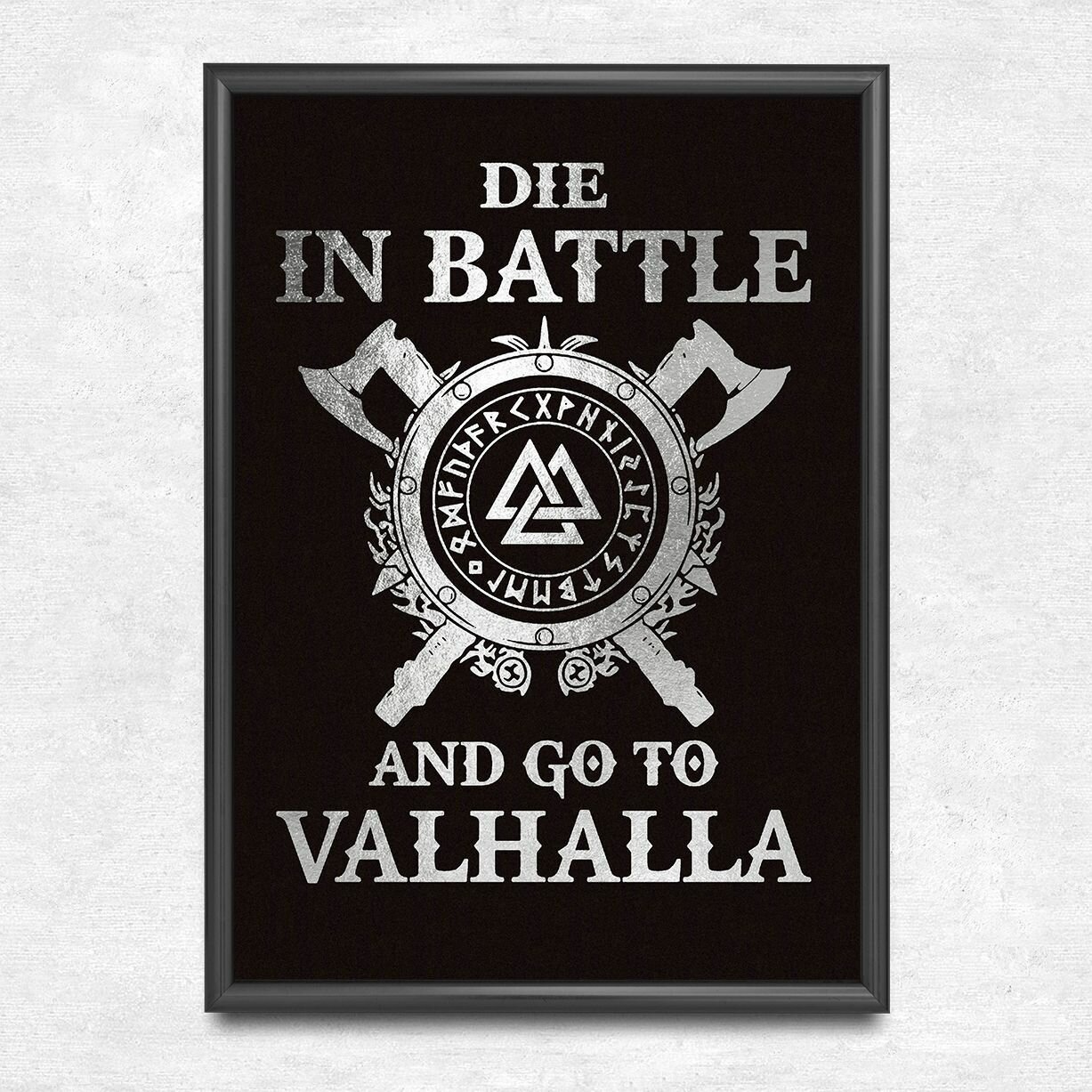 Постеры для интерьера. Постер с надписью Вальхалла. Плакат Викинги Valhalla