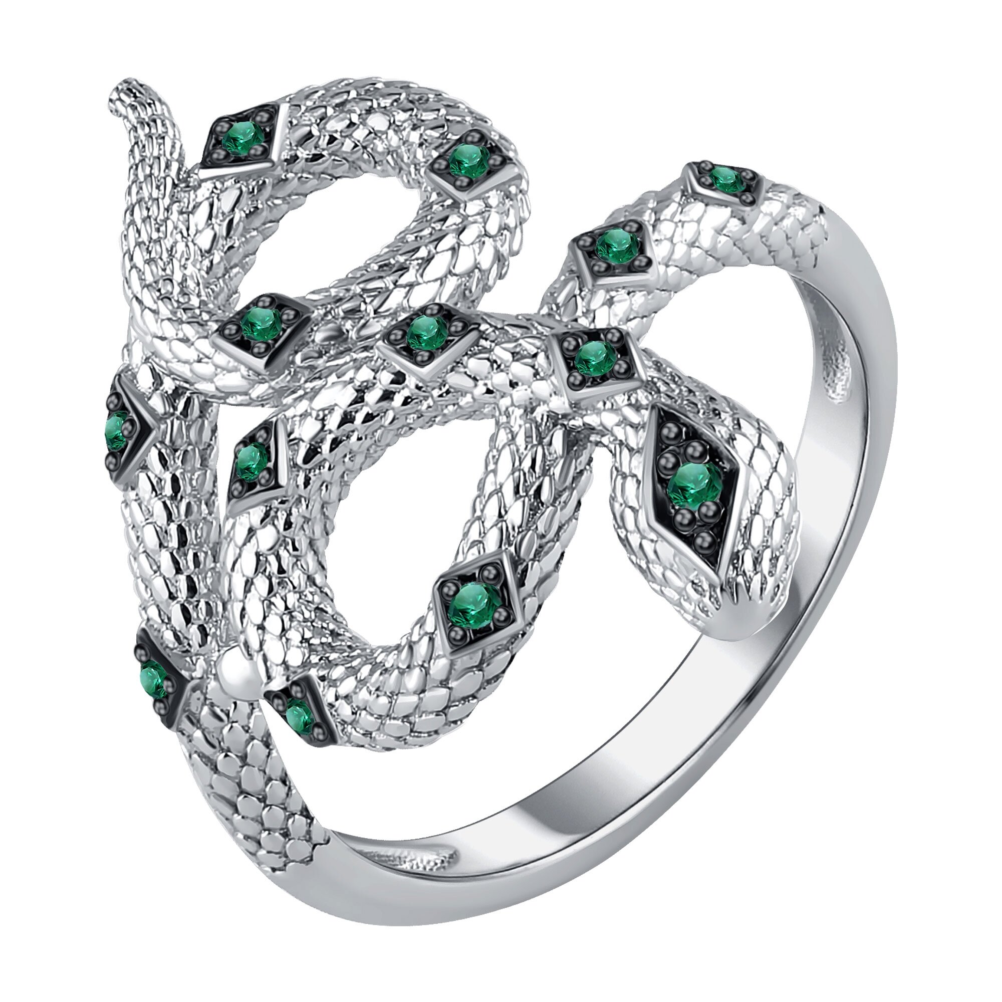 Кольцо, серебро, 925 проба, родирование, фианит