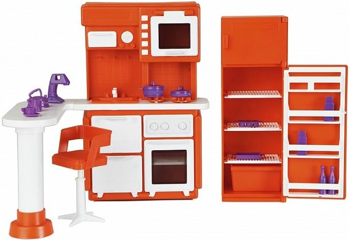Мебель для кукол "Кухня. Конфетти", игровой набор пластиковой мебели для кукольного домика, комплект для сюжетно-ролевой игры