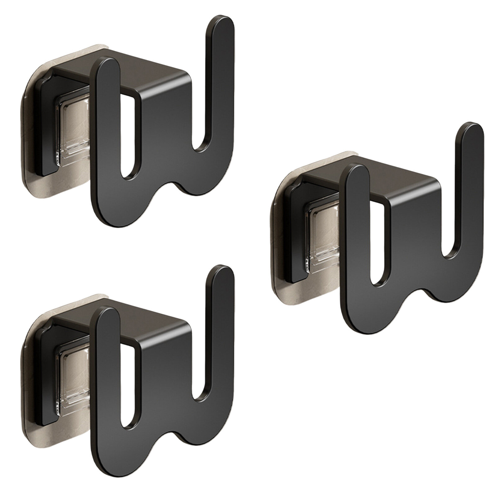 Держатель для тапочек в ванную без сверления, настенный, с поддоном для воды, черный, 3 шт.