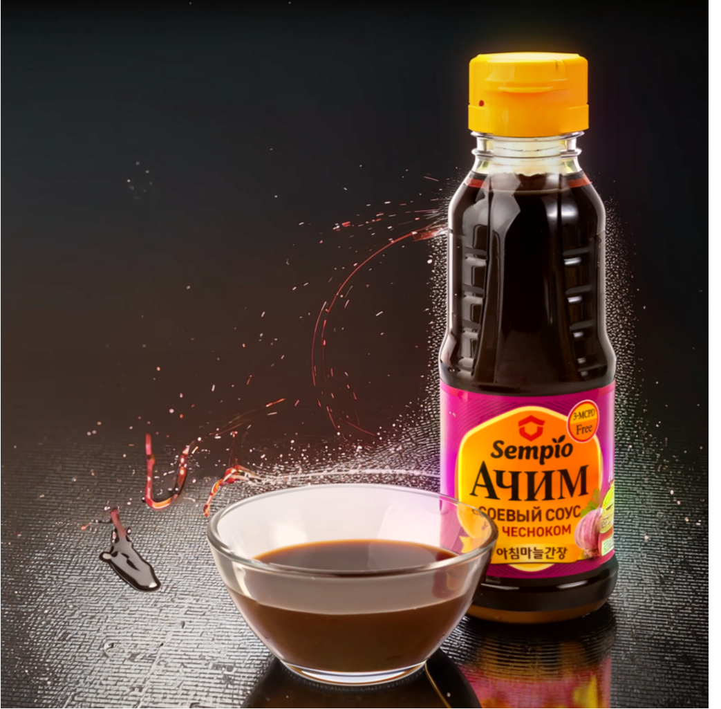 Соевый соус Ачим пряный вкус и аромат чеснока 250 мл, Южная Корея