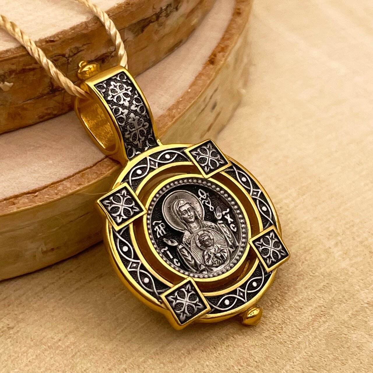 Подвеска, серебро, 925 проба, чернение, золочение, оксидирование